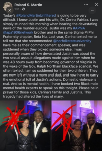 Roland Martin Leaves ‘Tribute’ To Justin Fairfax After He MURDERED Wife ...